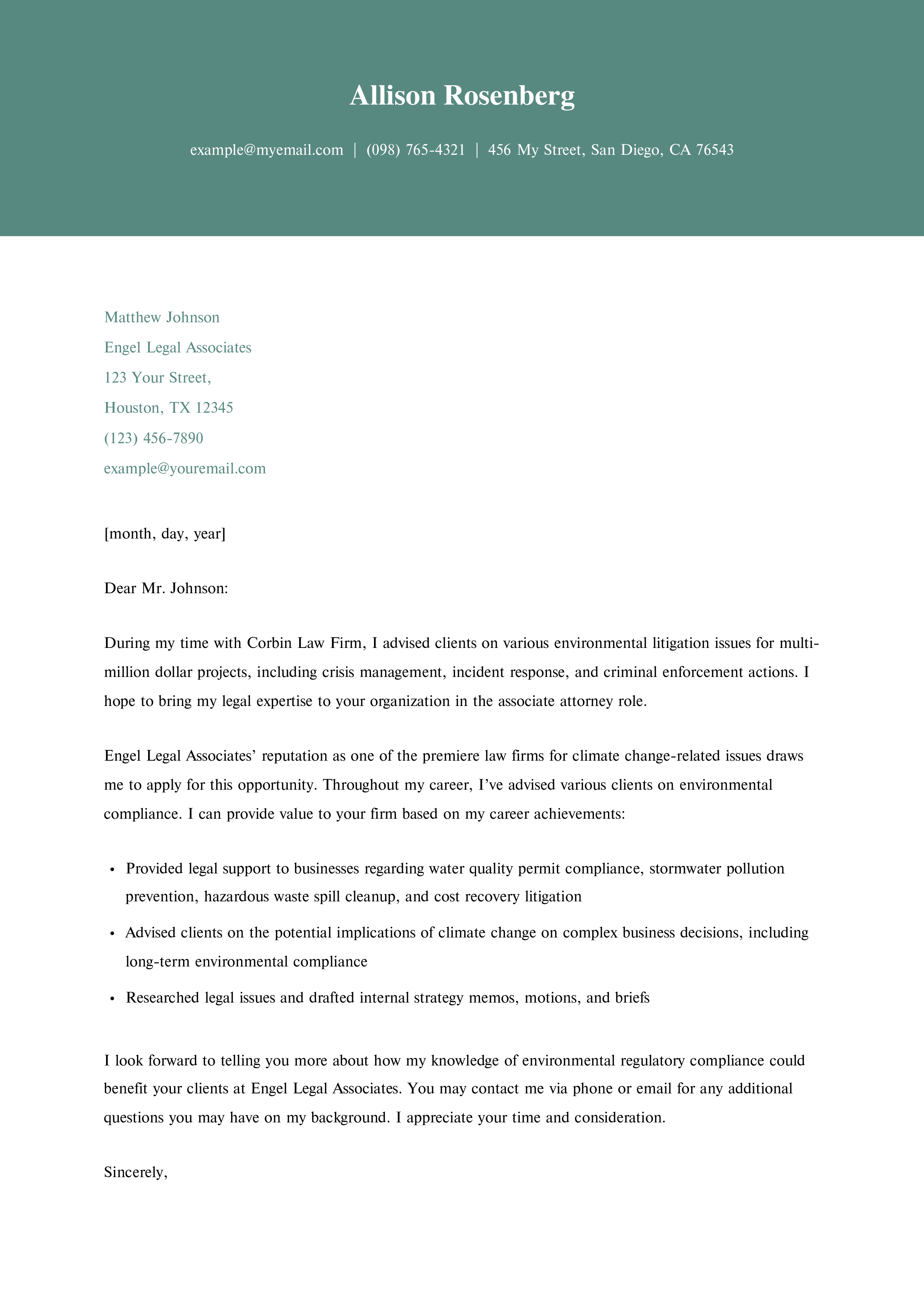 Lawyer Cover Letter Examples and Templates for 2025 ResumeBuilder