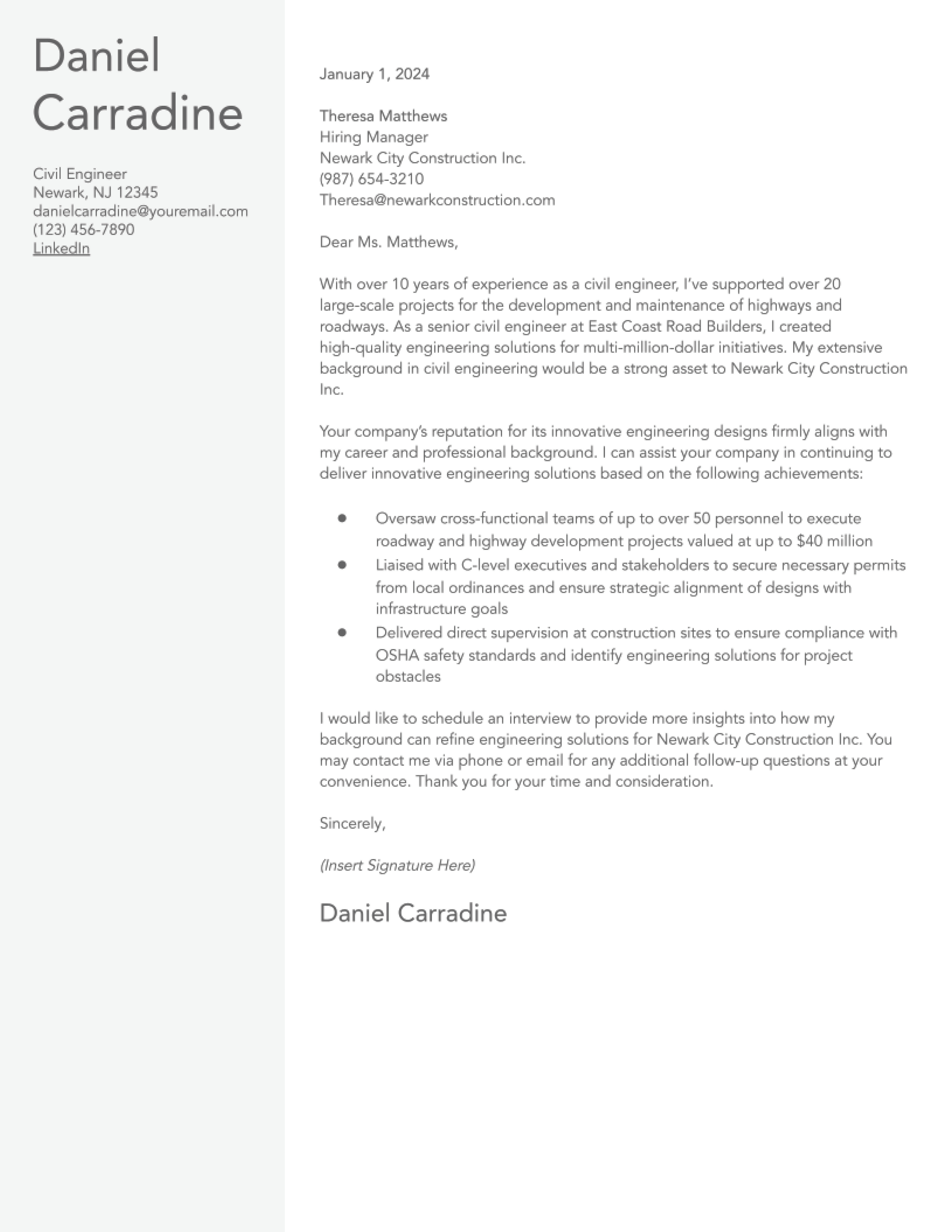Civil Engineering Cover Letter Examples and Templates for 2024 ...