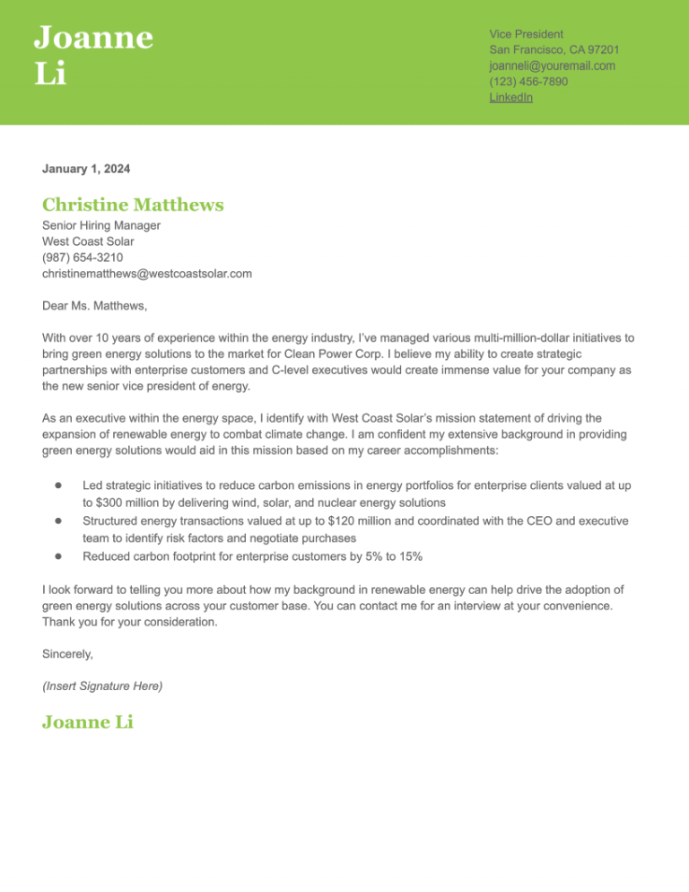 Executive Cover Letter Examples and Templates for 2024 - ResumeBuilder.com