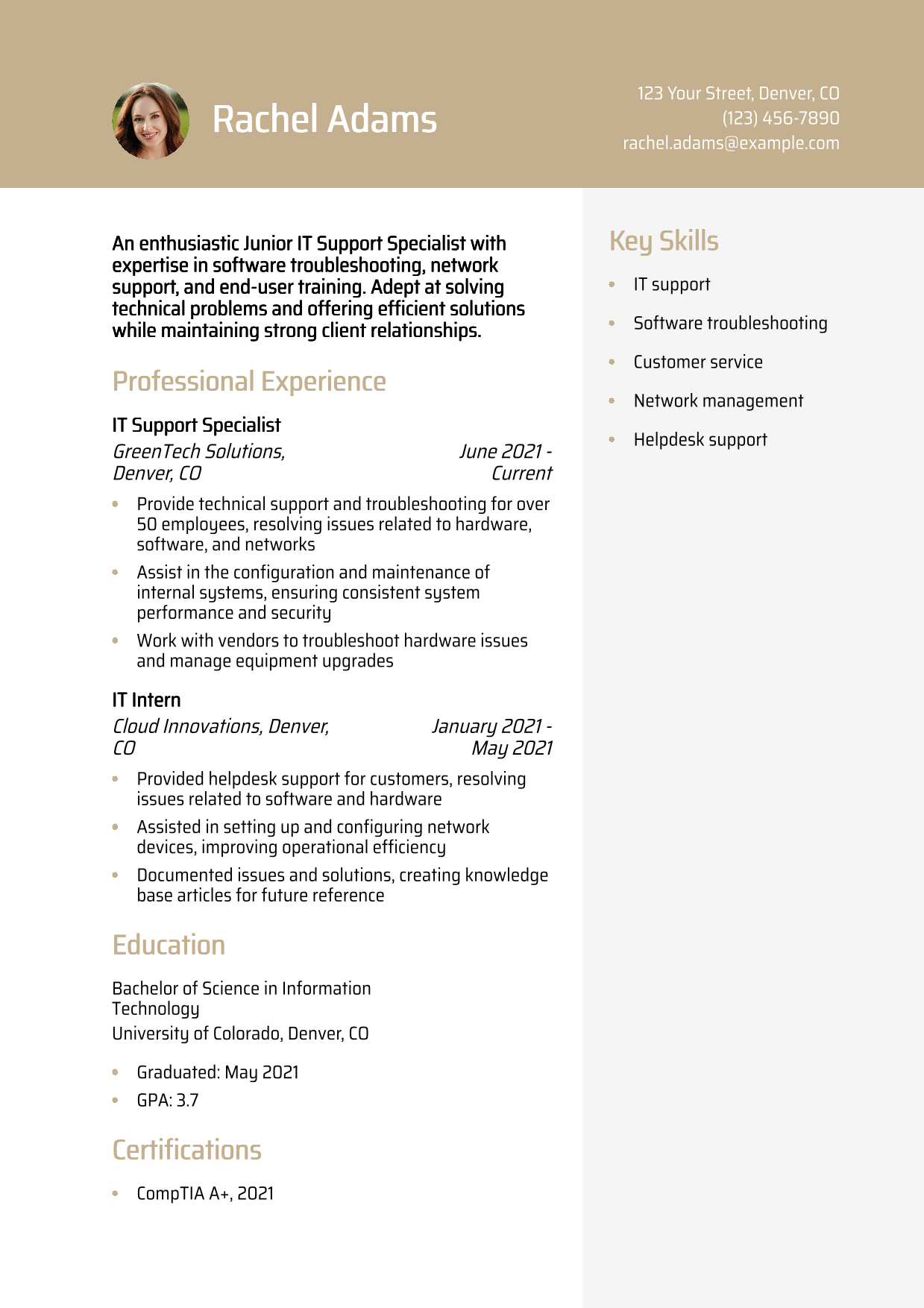 Entry-Level Information Technology Resume Examples and Templates for ...