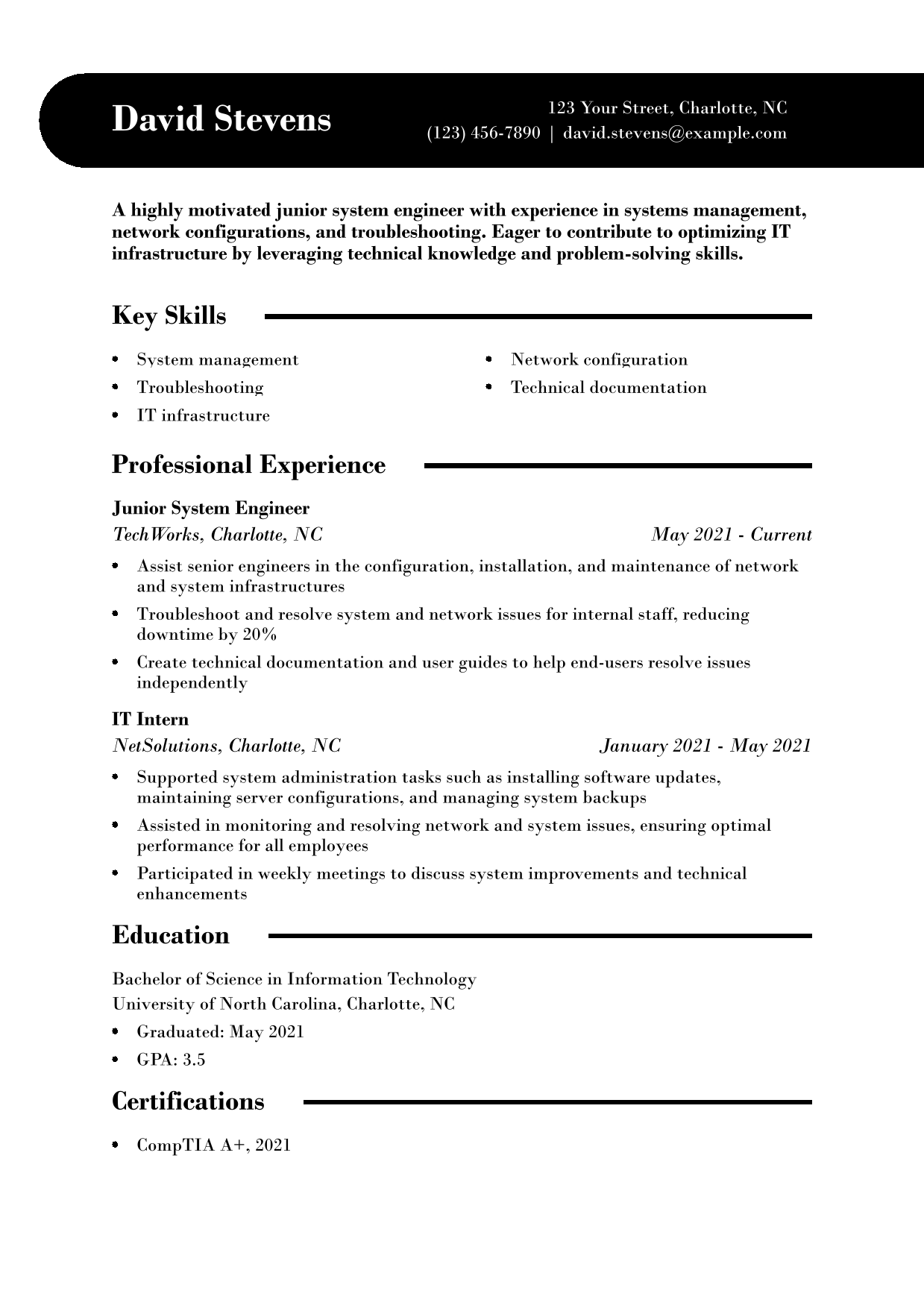 Entry-Level Information Technology Resume Examples and Templates for ...