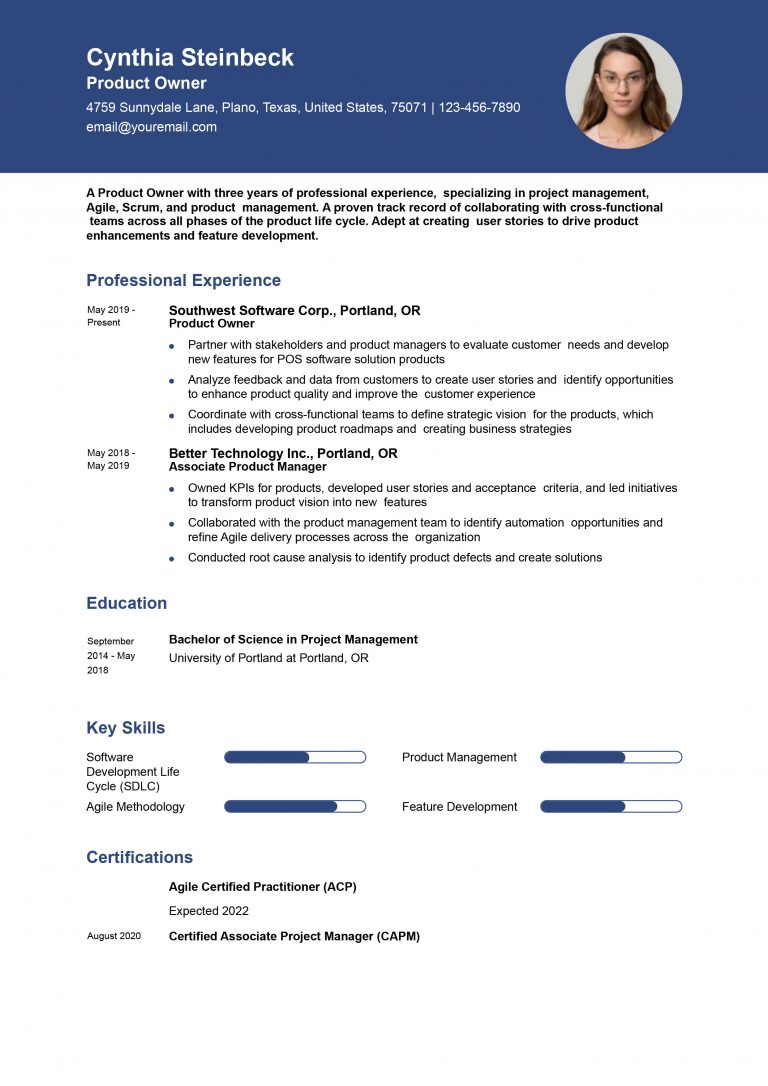 Best Product Owner Resume Examples and Templates for 2025 ...