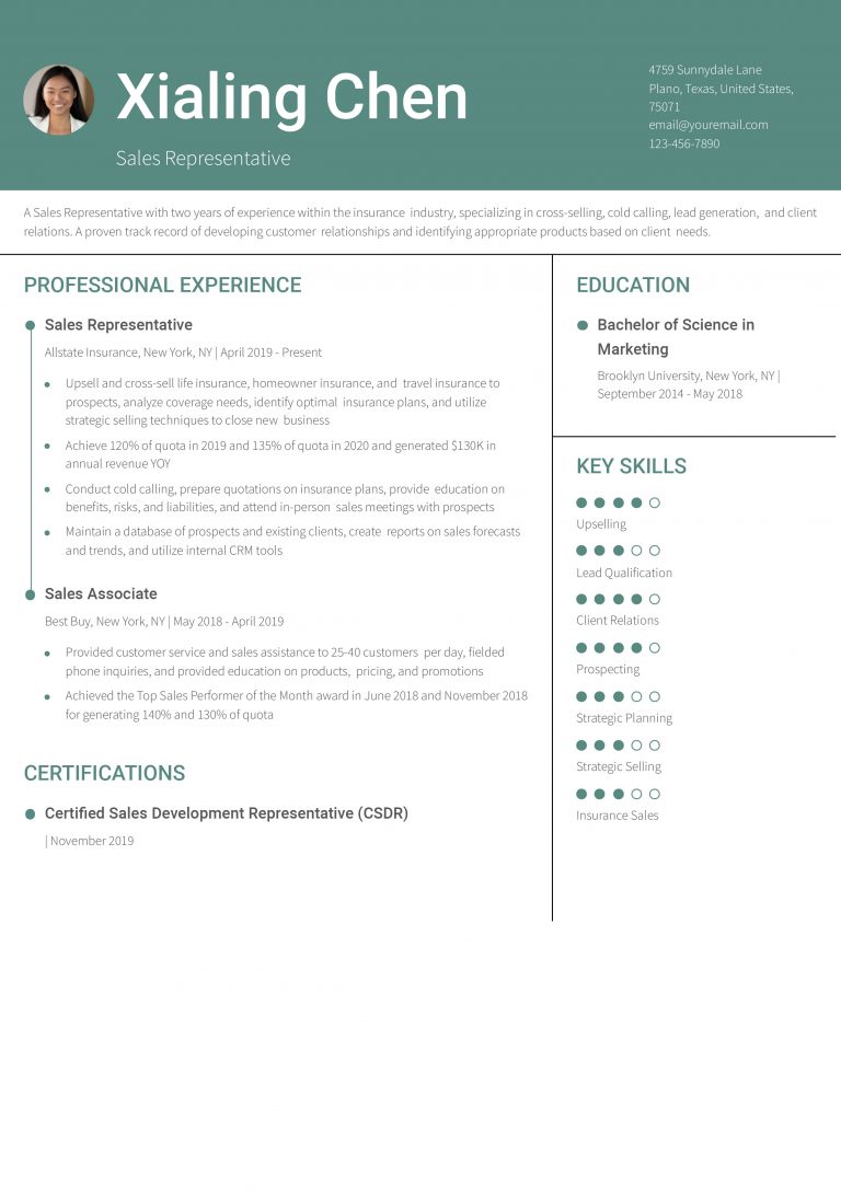 Sales Representative Resume Examples and Templates for 2025 ...