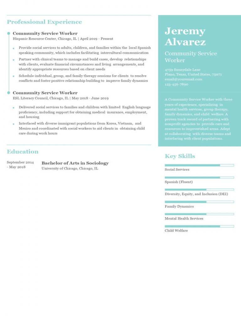 Community Service Worker Resume Examples and Templates for 2024 ...