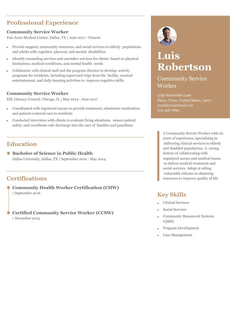 Best Community Service Worker Resume Examples and Templates for 2026 ...