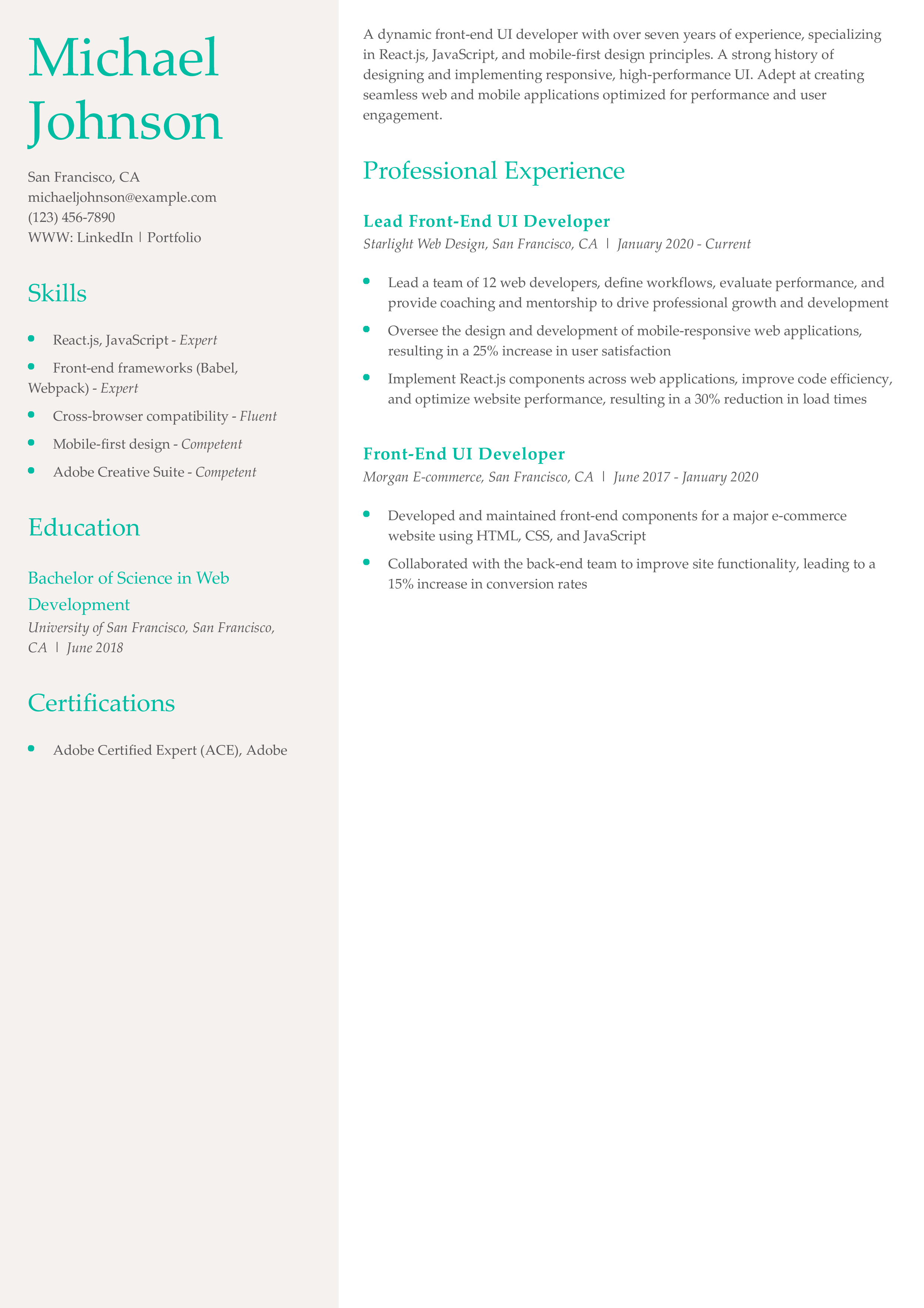 4 Front-End Developer Resume Examples and Templates for 2025 ...