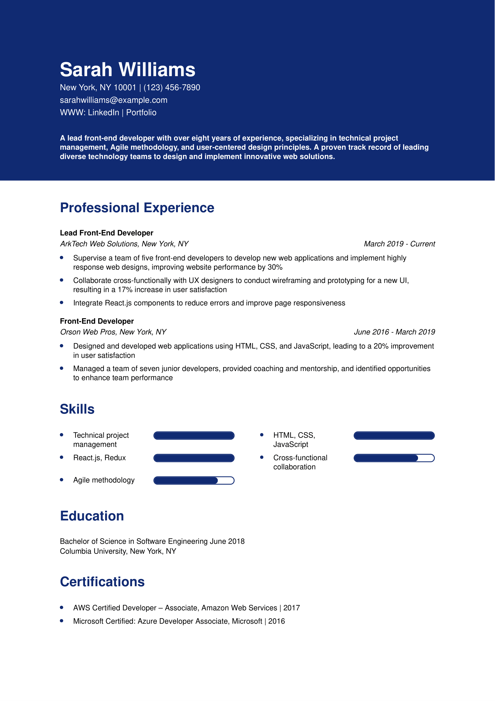 4 Front-End Developer Resume Examples and Templates for 2025 ...