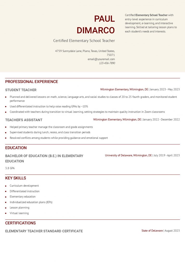 First-Year Teacher Resume Examples and Templates for 2024 ...