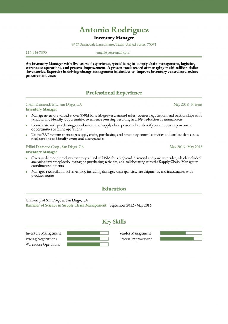 Inventory Manager Resume Examples and Templates for 2025 ...