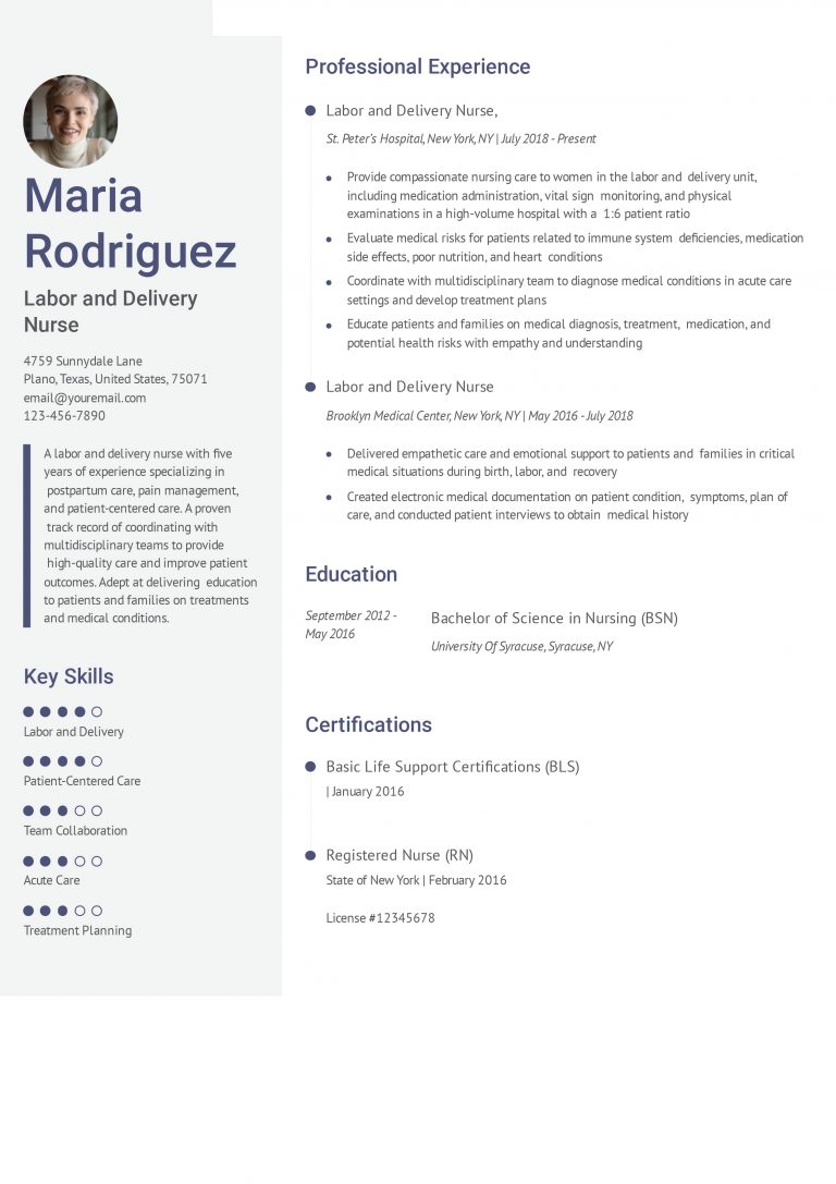 Best Labor and Delivery Nurse Resume Examples and Templates for 2025 ...
