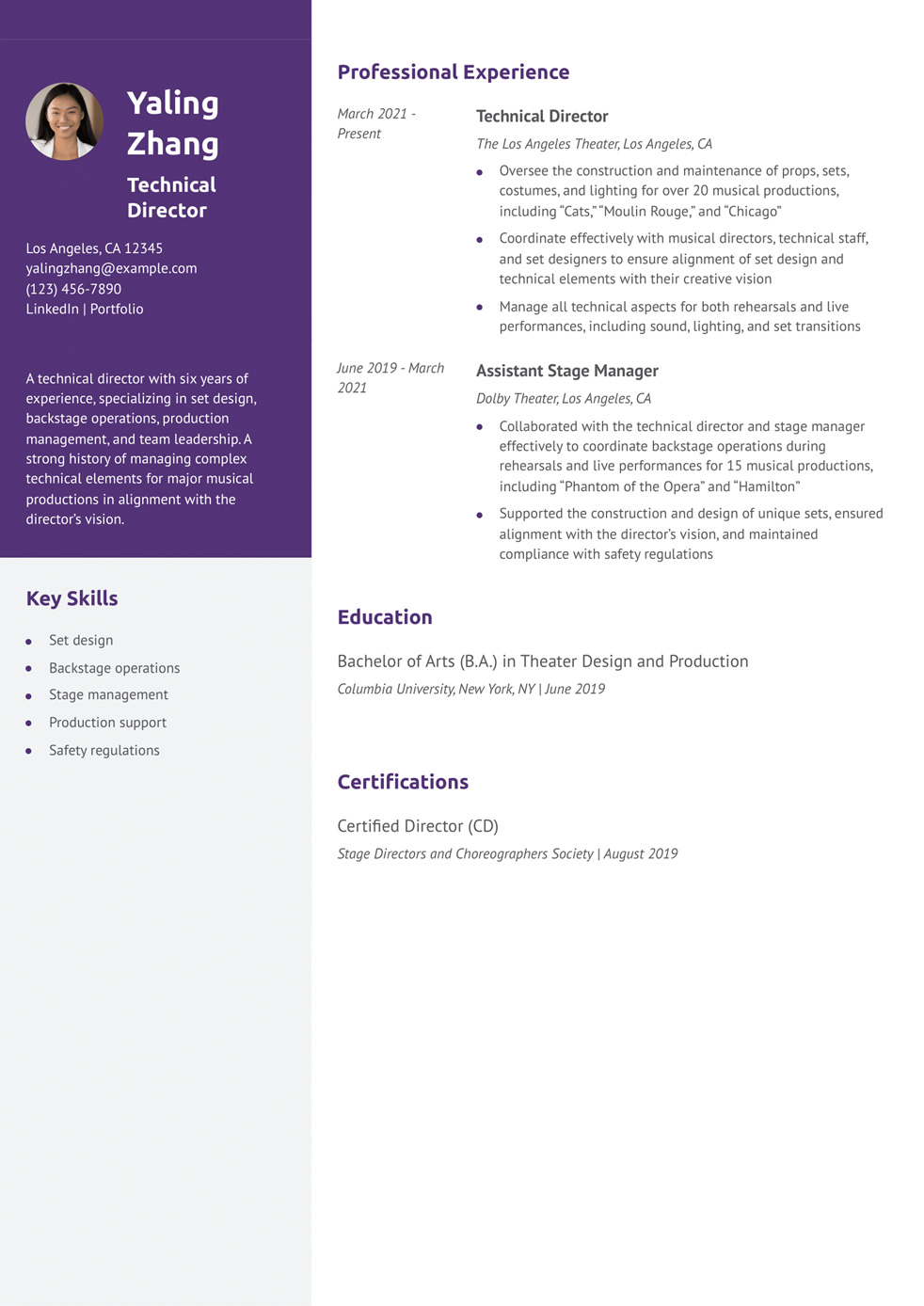 Theater Resume Examples and Templates for 2025 - ResumeBuilder.com