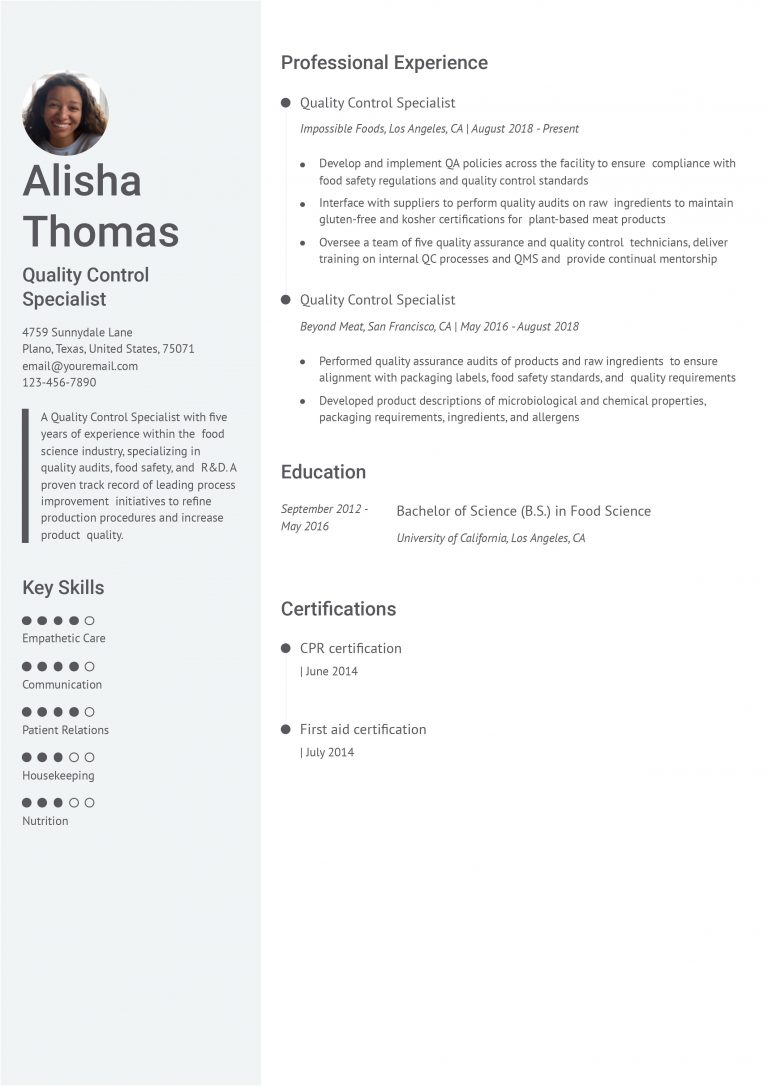 25 Best Quality Control Resume Examples in 2025 - ResumeBuilder.com