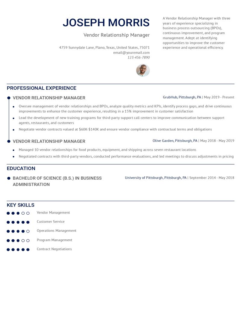 Vendor Relationship Manager Resume Examples and Templates for 2024 ...