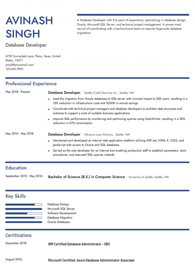Database Developer Resume Examples and Templates for 2024 ...