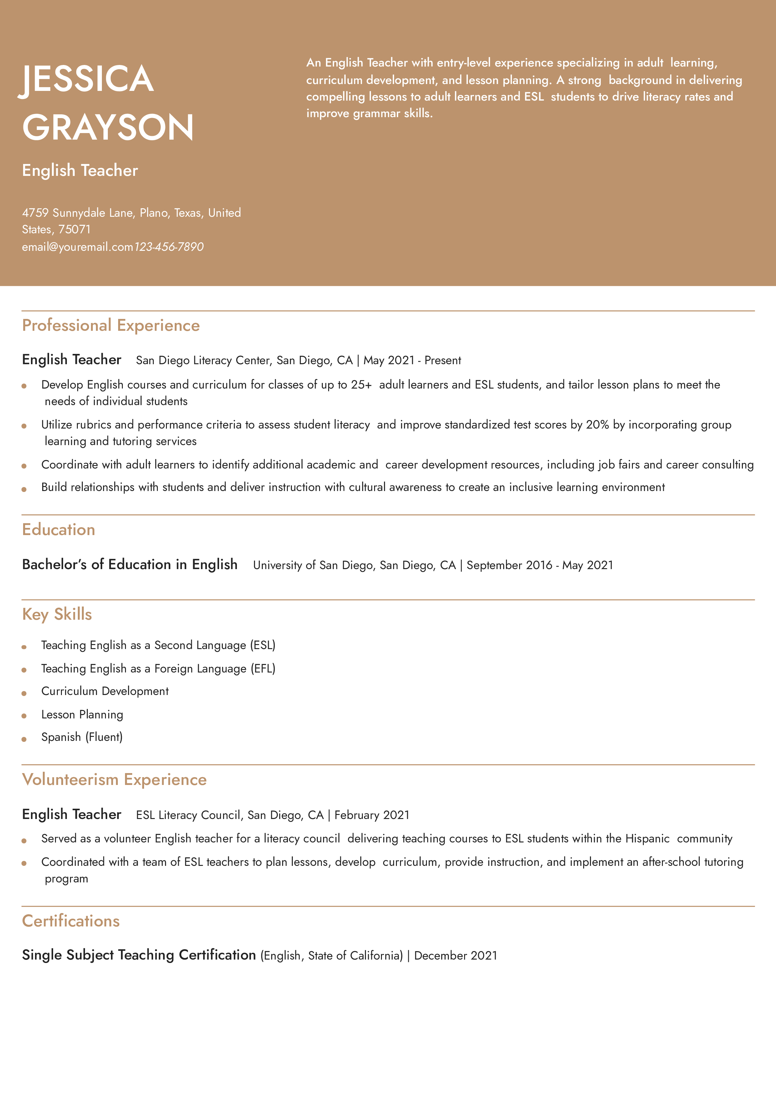 English Teacher Resume Examples and Templates for 2024 - ResumeBuilder.com