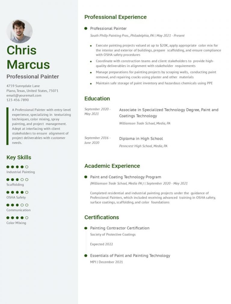 Professional Painter Resume Examples and Templates for 2024 ...