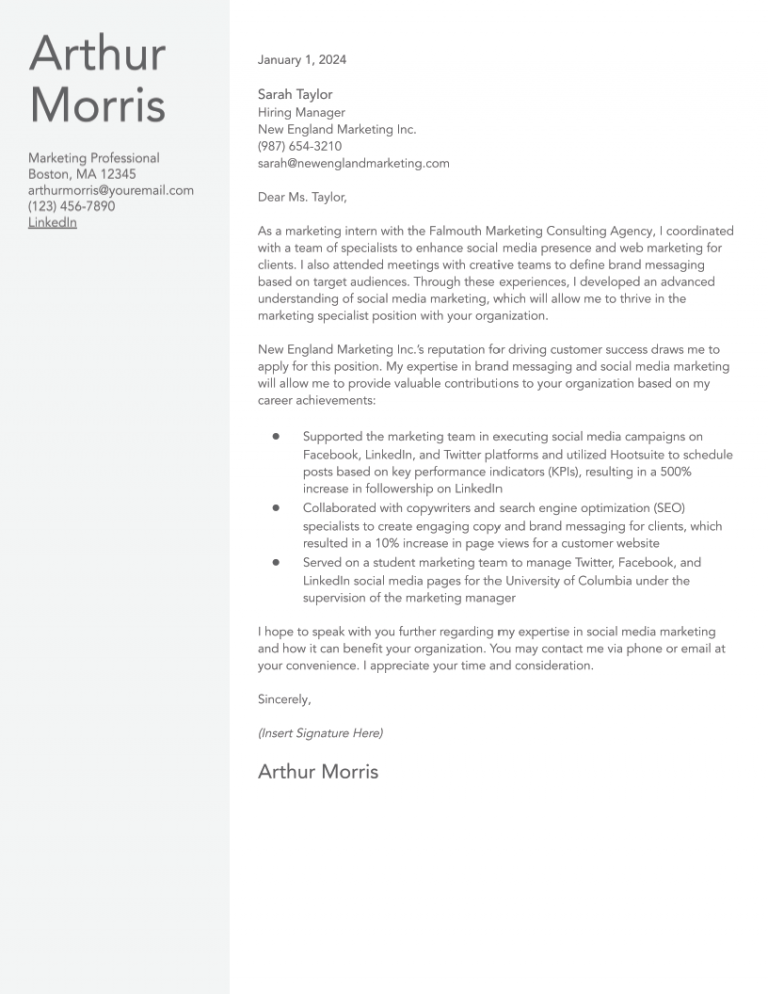 Recent Graduate Cover Letter Examples and Templates for 2024 ...