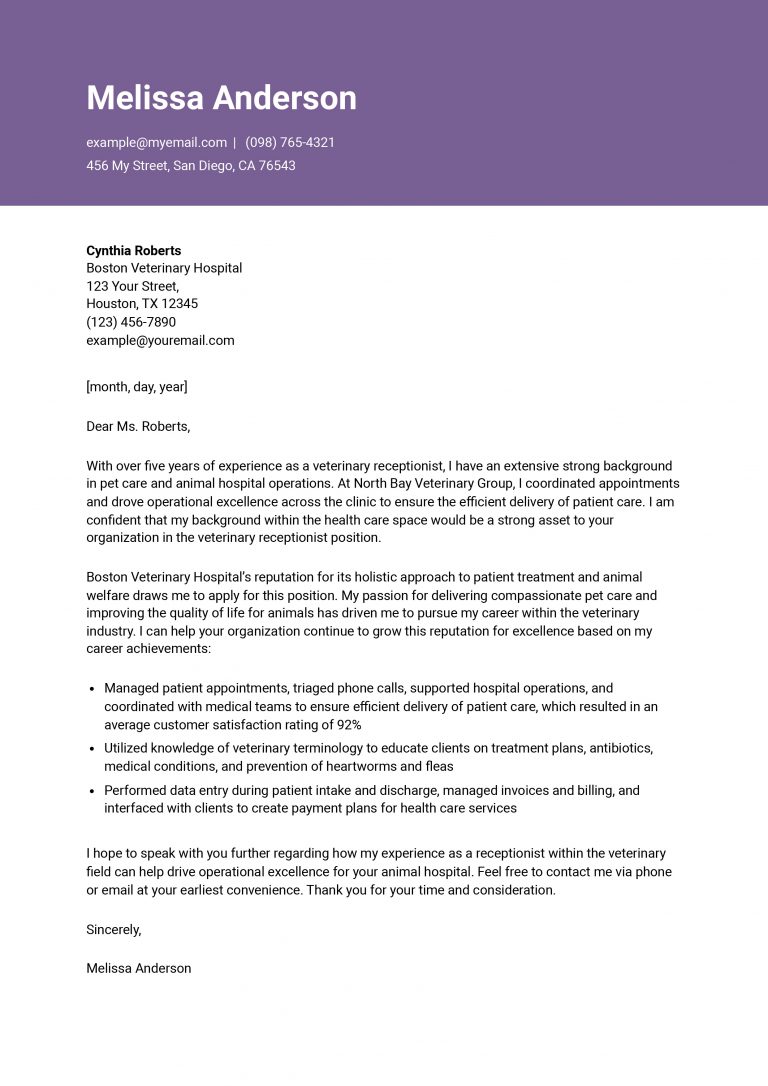 Cover Letter For Veterinary How To Write A Cover Letter: Guide & Tips