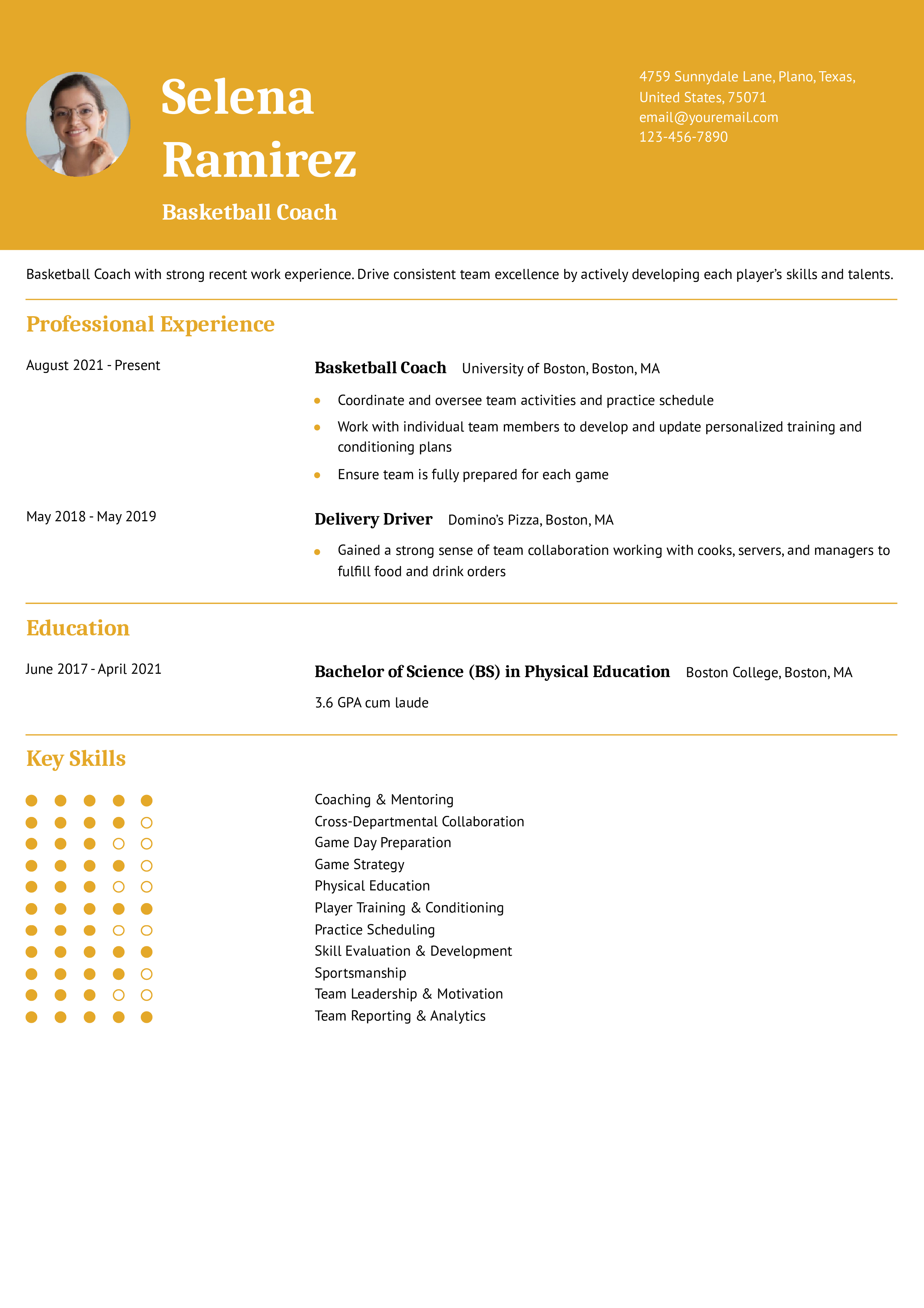 Basketball Coach Resume Examples and Templates for 2024 - ResumeBuilder.com