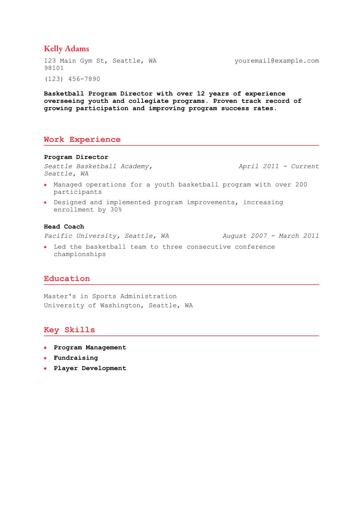 Basketball Coach Resume Examples and Templates for 2025 - ResumeBuilder.com