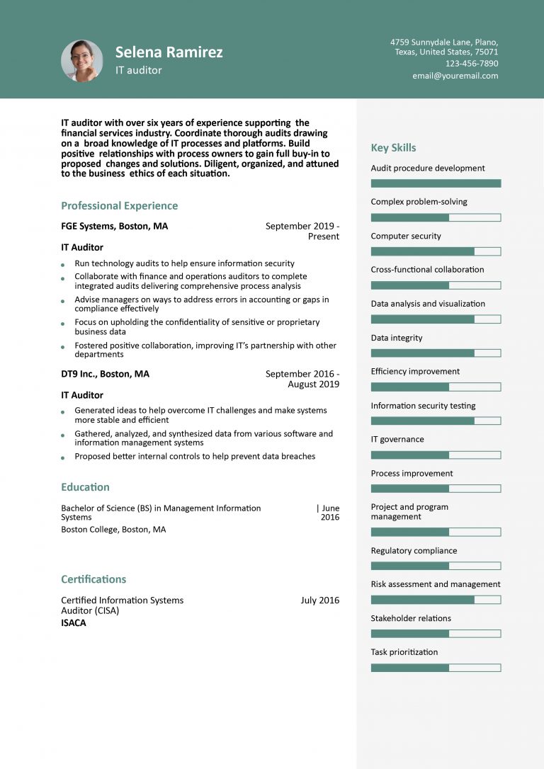 Best IT Auditor Resume Examples and Templates for 2025 - ResumeBuilder.com