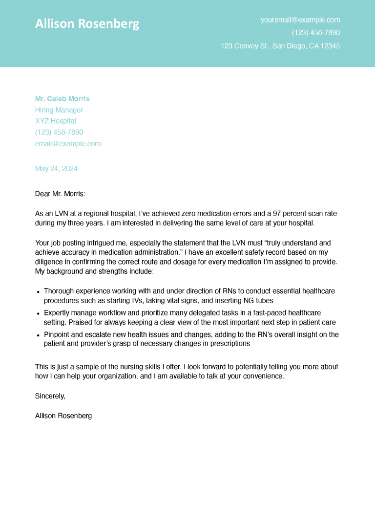 Lpn Cover Letters