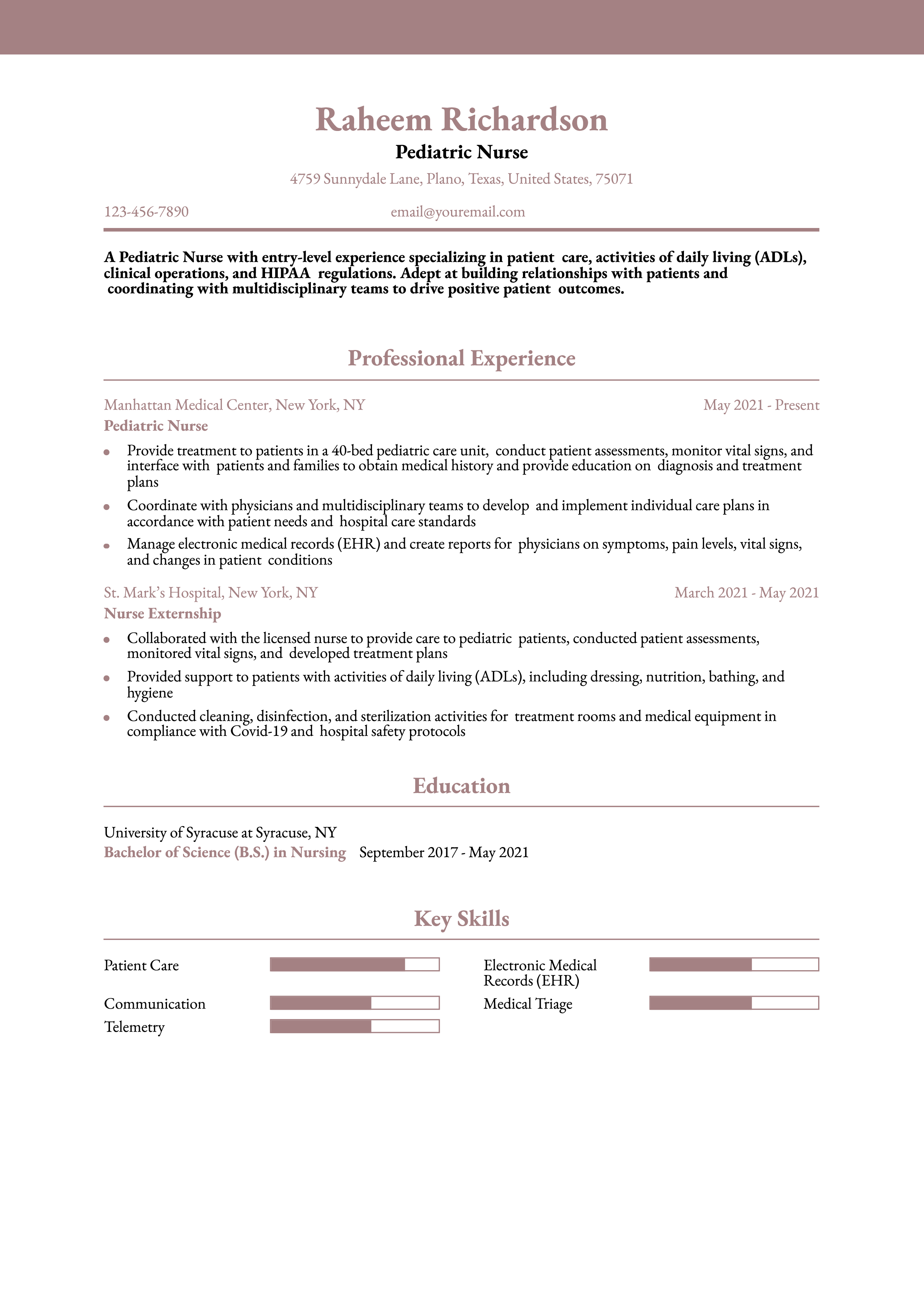 Pediatric Nurse Resume Examples and Templates for 2024 - ResumeBuilder.com