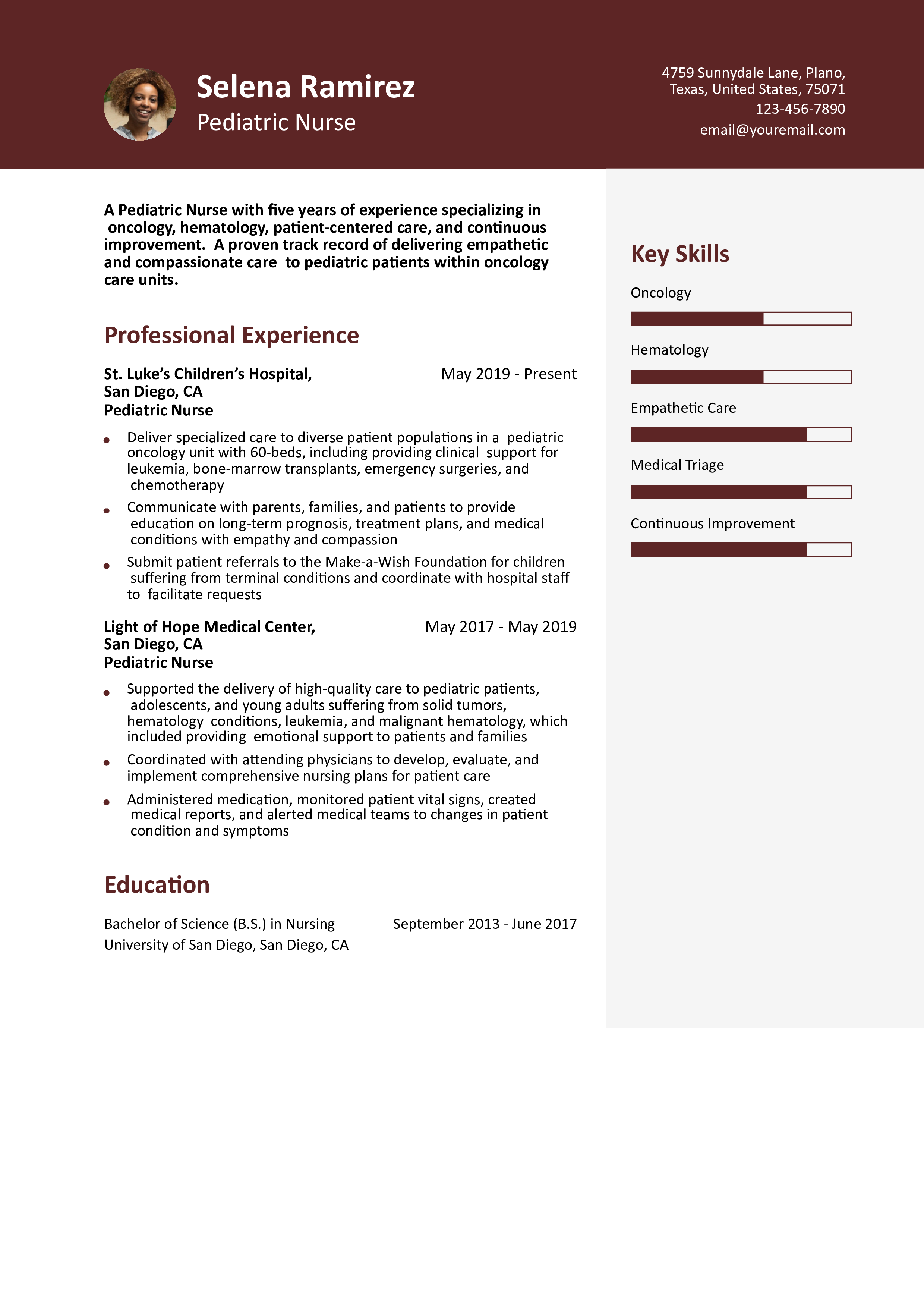 Pediatric Nurse Resume Examples and Templates for 2024 - ResumeBuilder.com