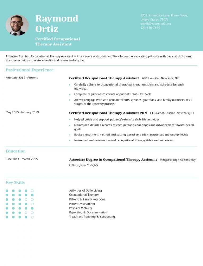 Certified Occupational Therapy Assistant Resume Examples and Templates ...