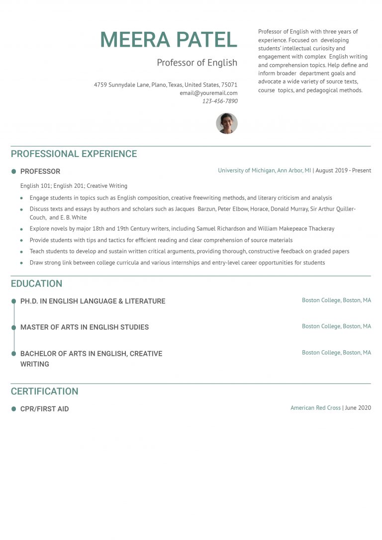 Professor Resume Examples and Templates for 2024 - ResumeBuilder.com