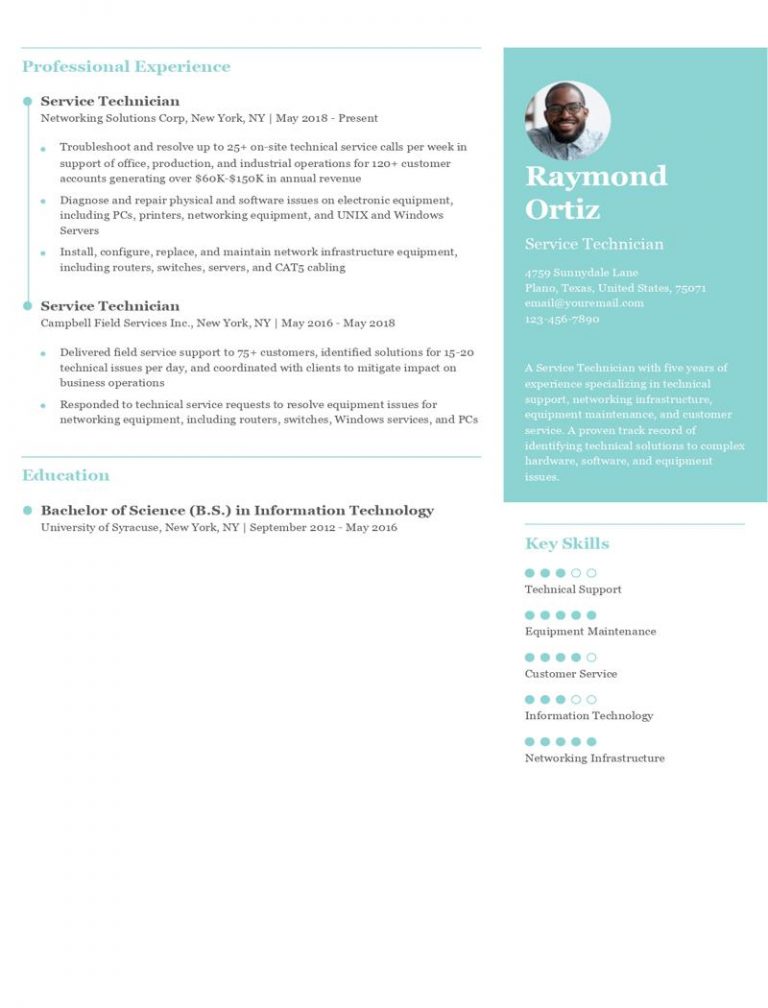 Service Technician Resume Examples and Templates for 2024 ...