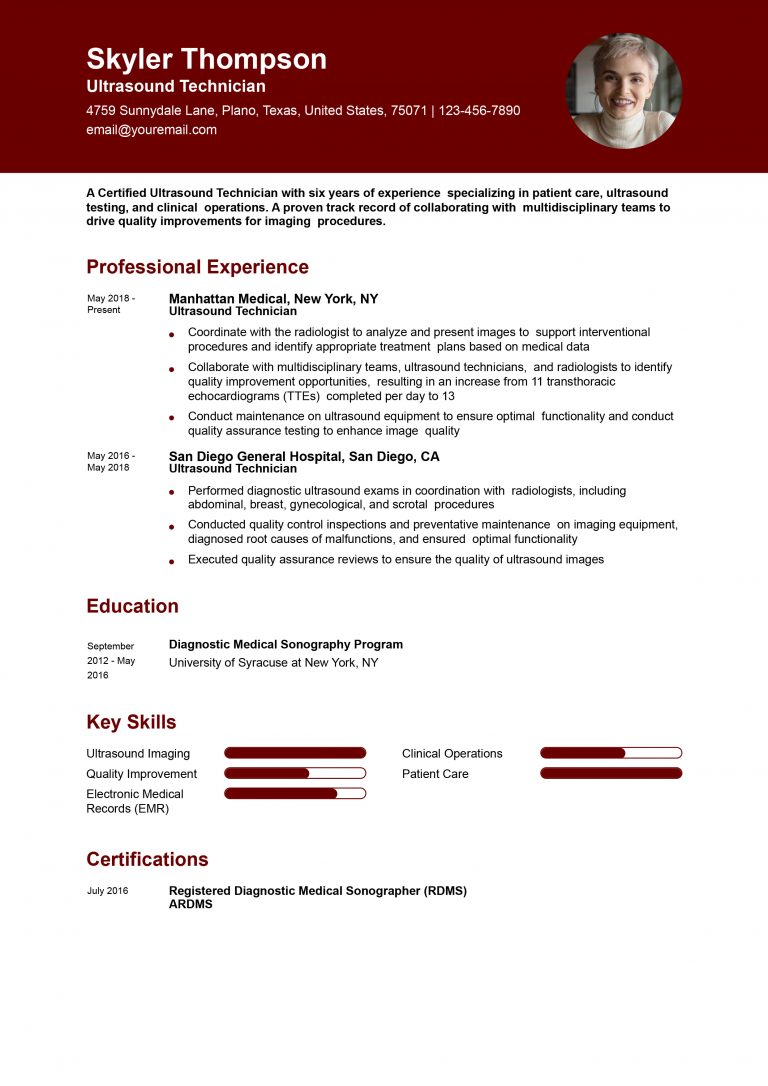 Ultrasound Technician Resume Examples and Templates for 2025 ...