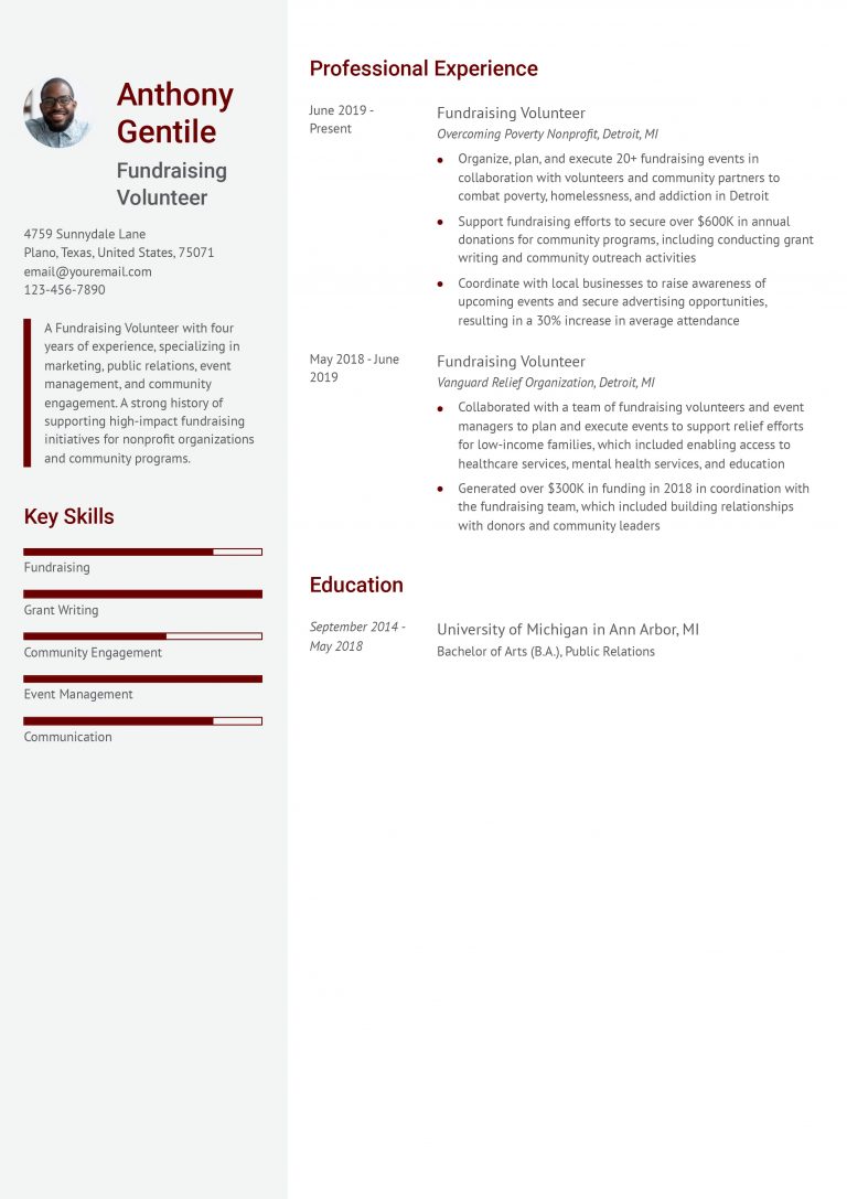 Best Fundraising Volunteer Resume Examples and Templates for 2025 ...