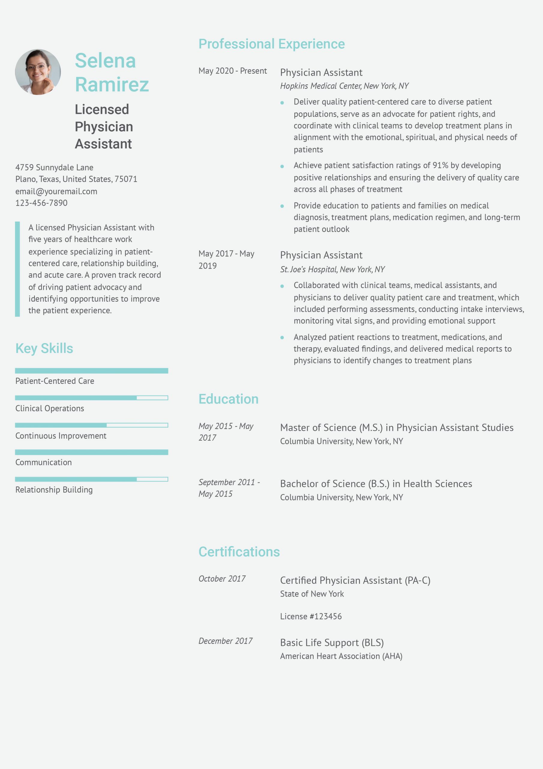 Physician Assistant Resume Examples and Templates for 2025 ...