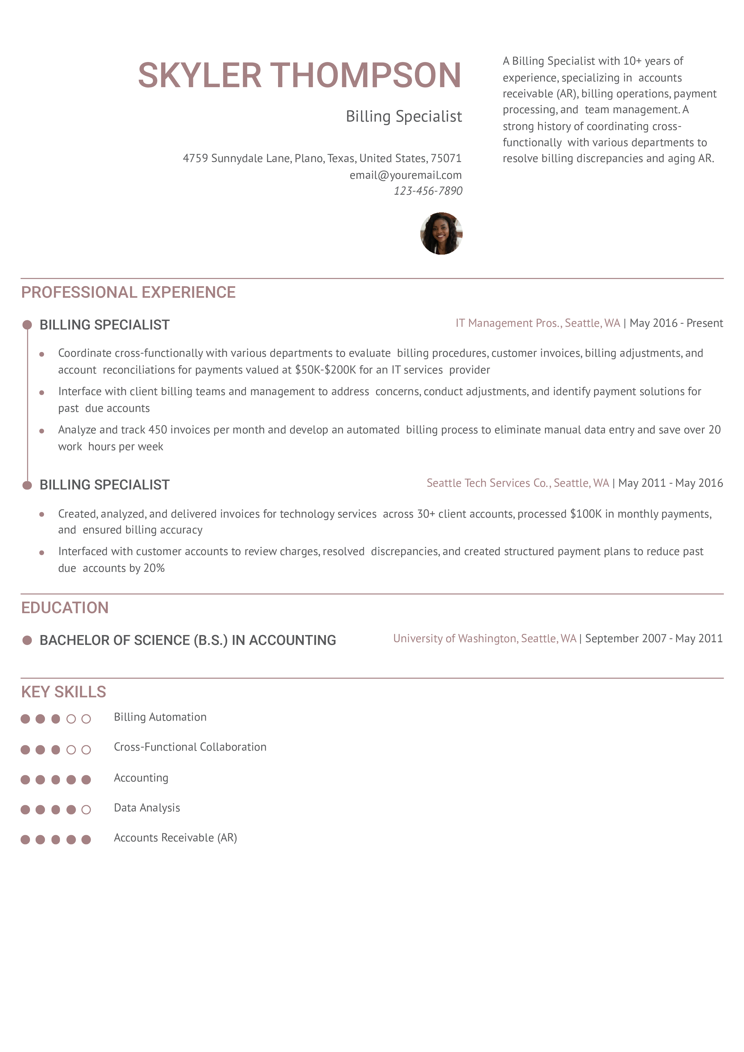 Billing Specialist Resume Examples and Templates for 2024 ...