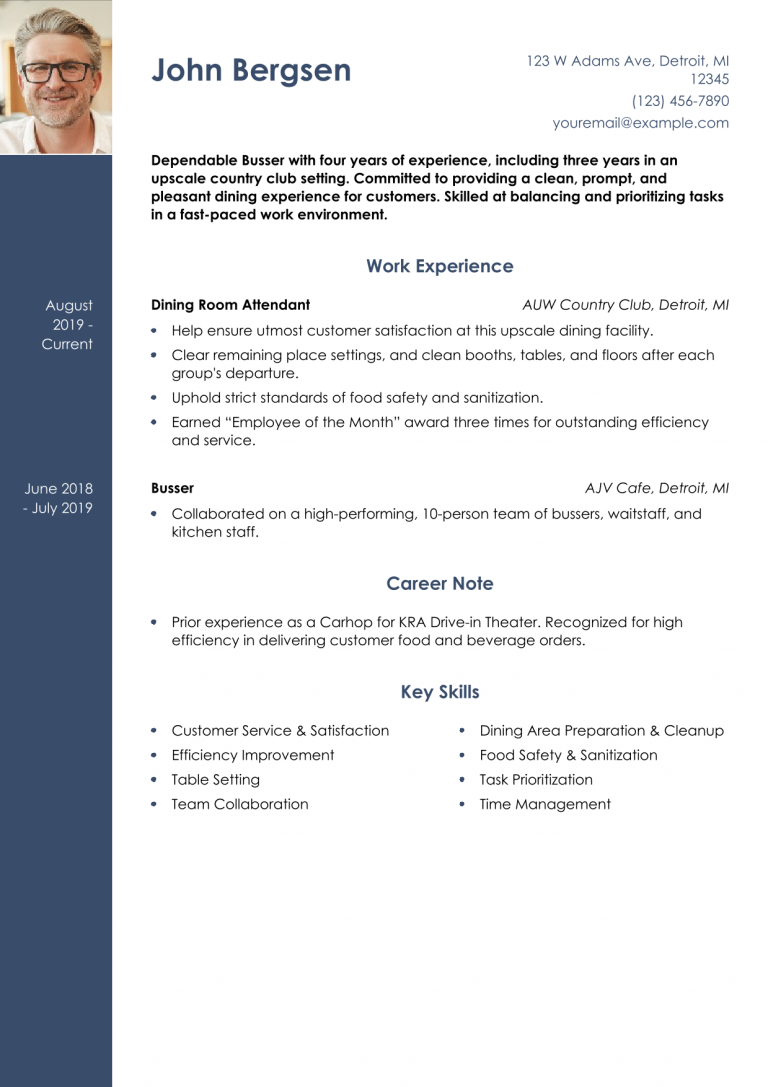 Busser Resume Examples and Templates for 2025 - ResumeBuilder.com