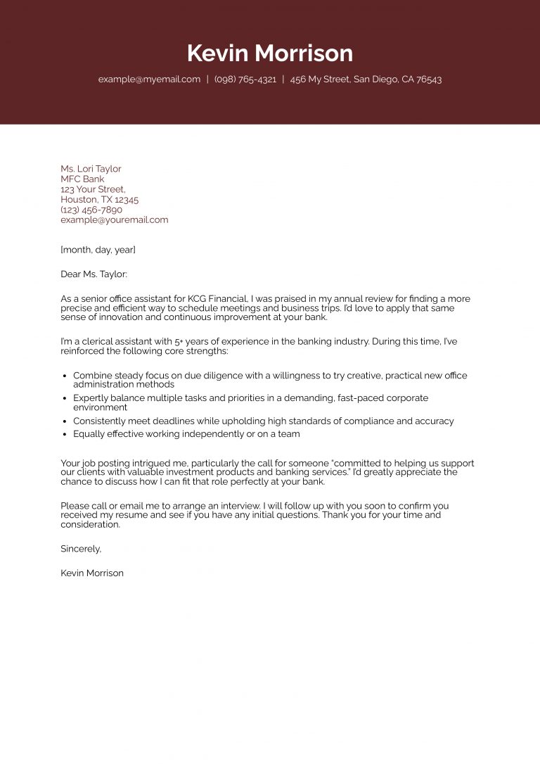 Clerical Cover Letter Examples and Templates for 2025 - ResumeBuilder.com