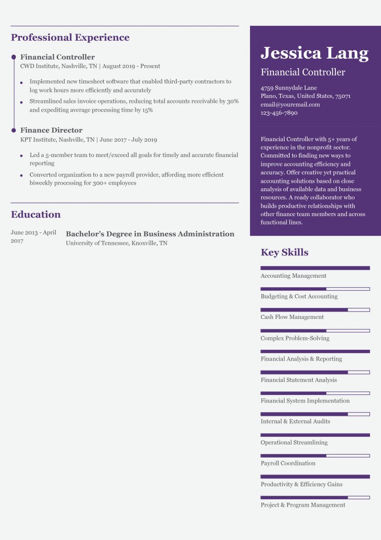 Best Financial Controller Resume Examples and Templates for 2025 ...