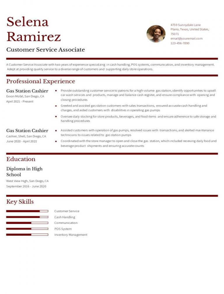 Gas Station Cashier Resume Examples and Templates for 2024 ...