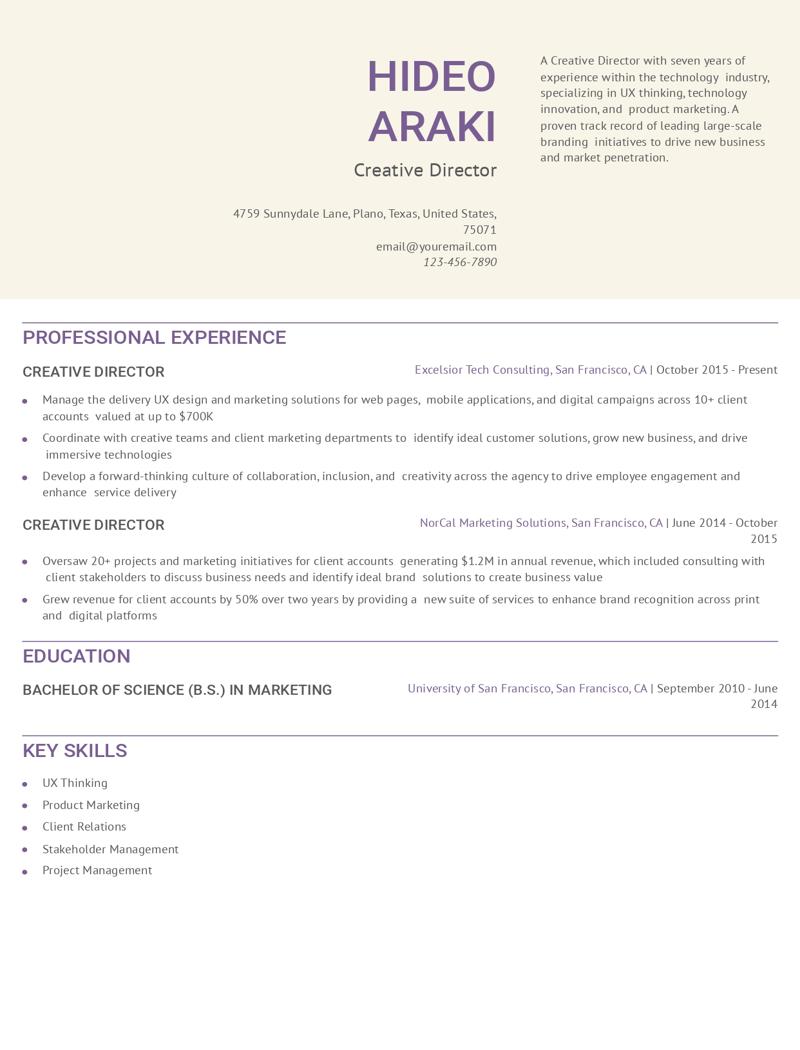 Creative Director Resume Examples and Templates for 2024 ...