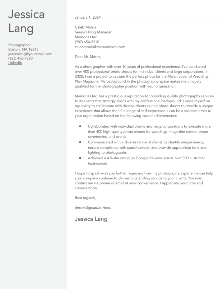 Portfolio Cover Letter Examples and Templates for 2024 - ResumeBuilder.com