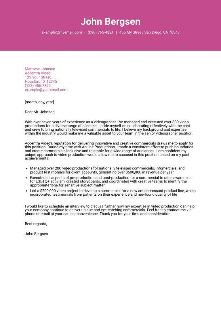 Portfolio Cover Letter Examples and Templates for 2025 - ResumeBuilder.com