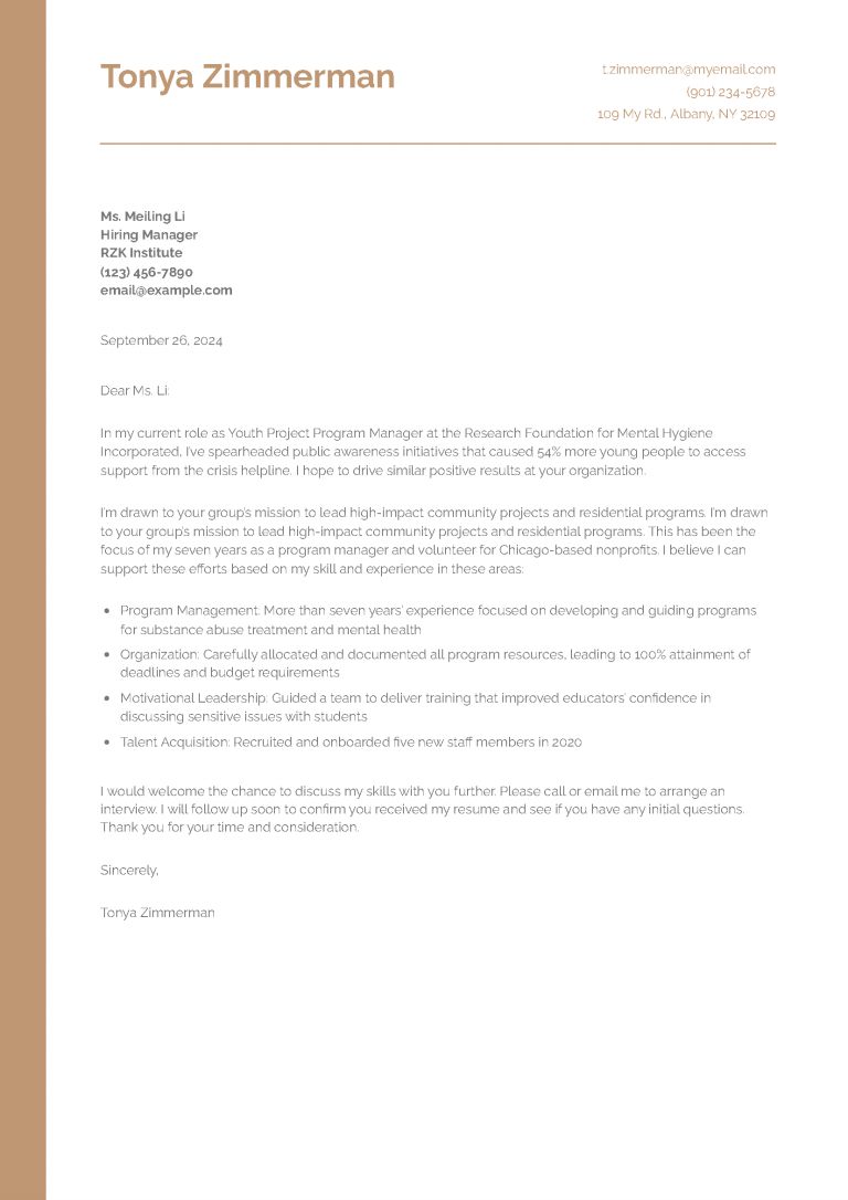 Program Manager Cover Letter Examples and Templates for 2025 ...