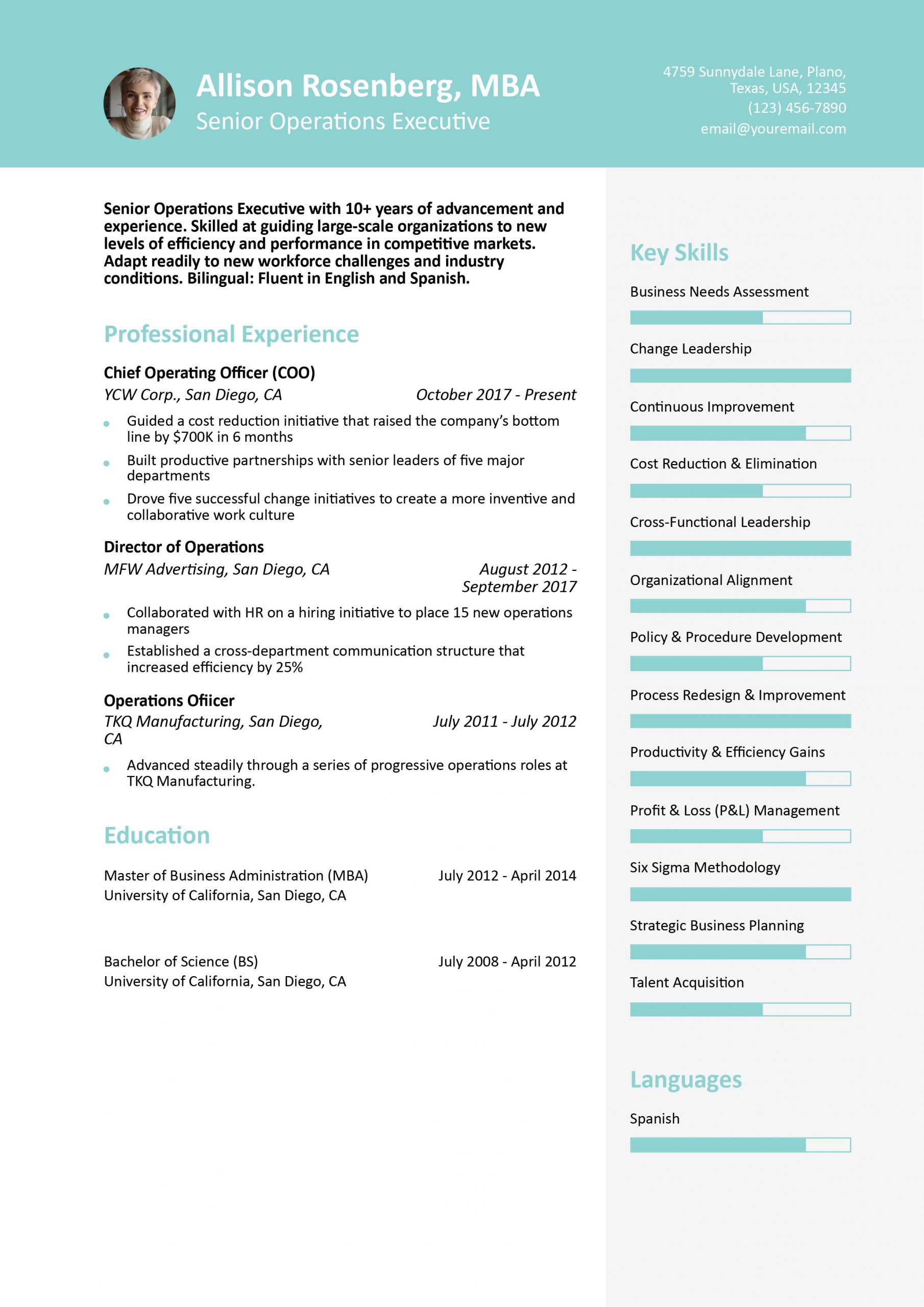 Chief Operating Officer Resume Examples and Templates for 2025 ... Chief Operating Officer Resume Examples and Templates for 2025 ...