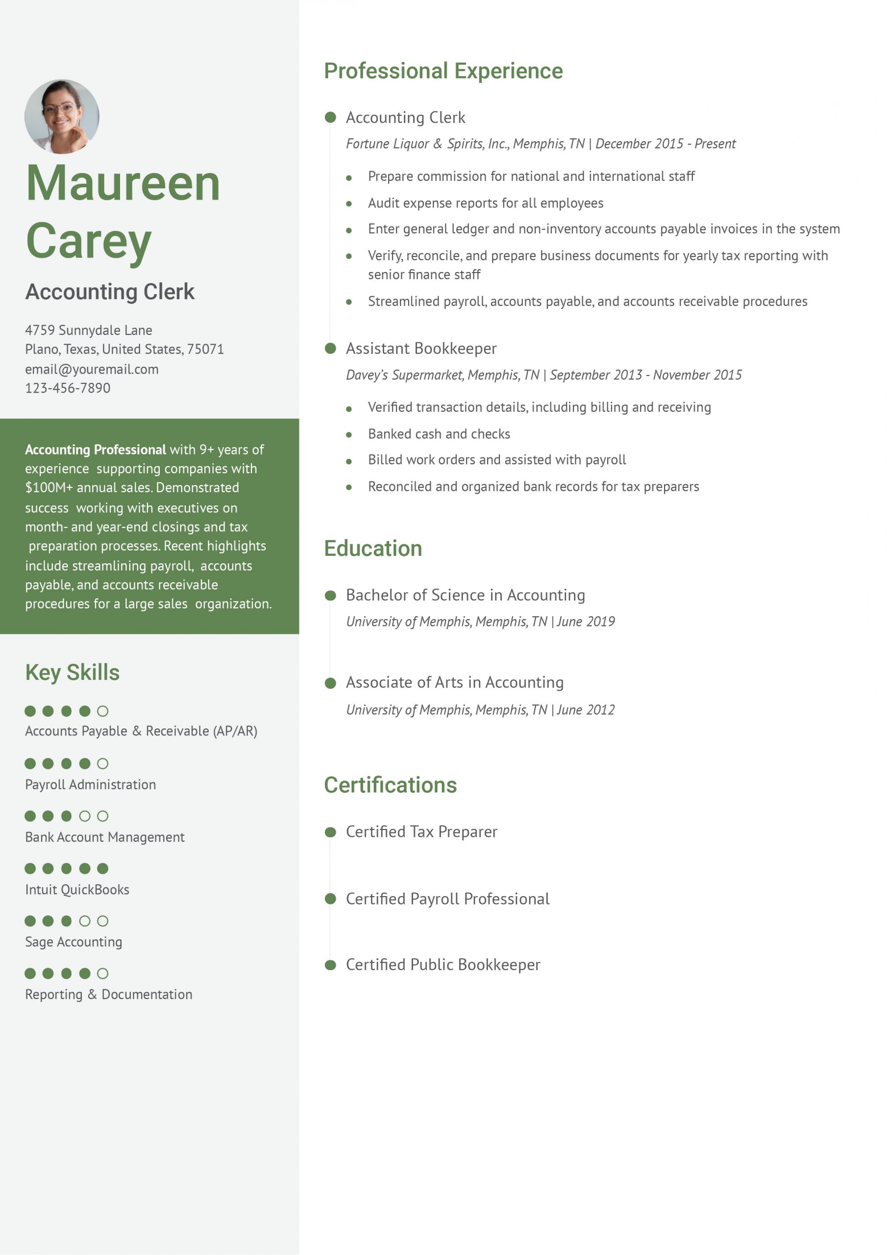 Accounting Clerk Resume Examples And Templates For 2024 - Resumebuilder.com