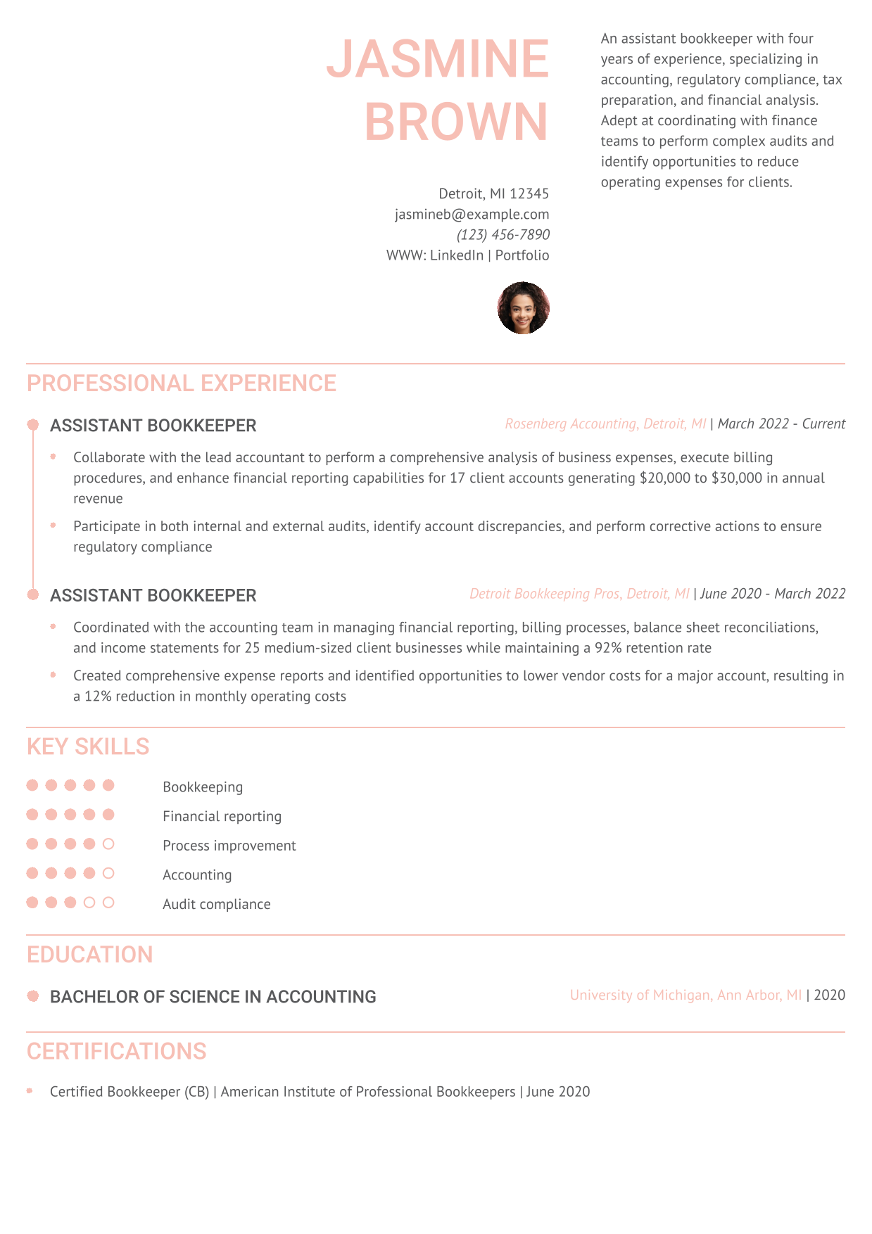 Bookkeeper Resume Examples and Templates for 2024 - ResumeBuilder.com