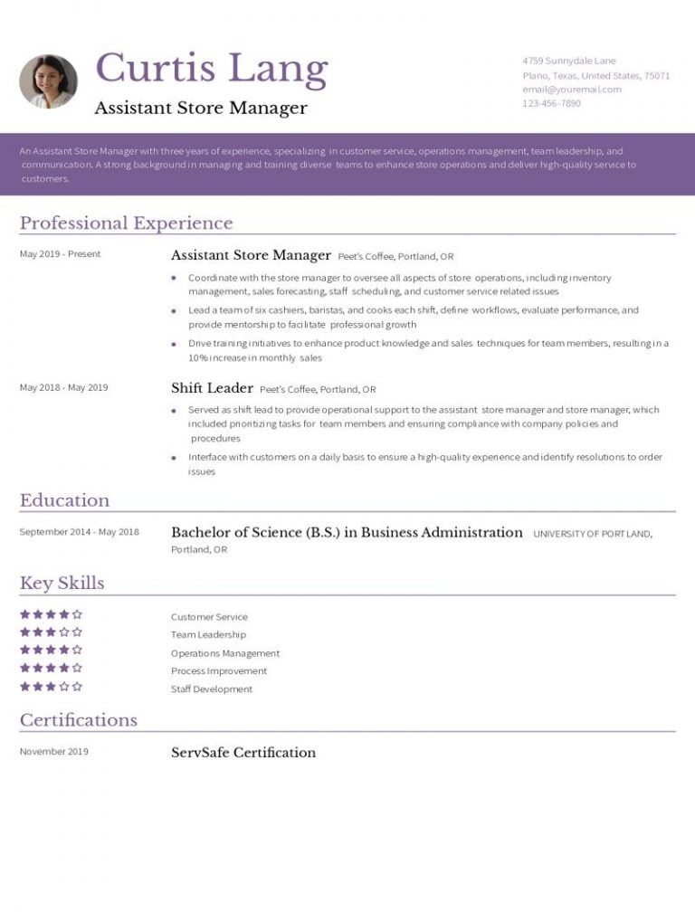 Assistant Store Manager Resume Examples and Templates for 2024 ...