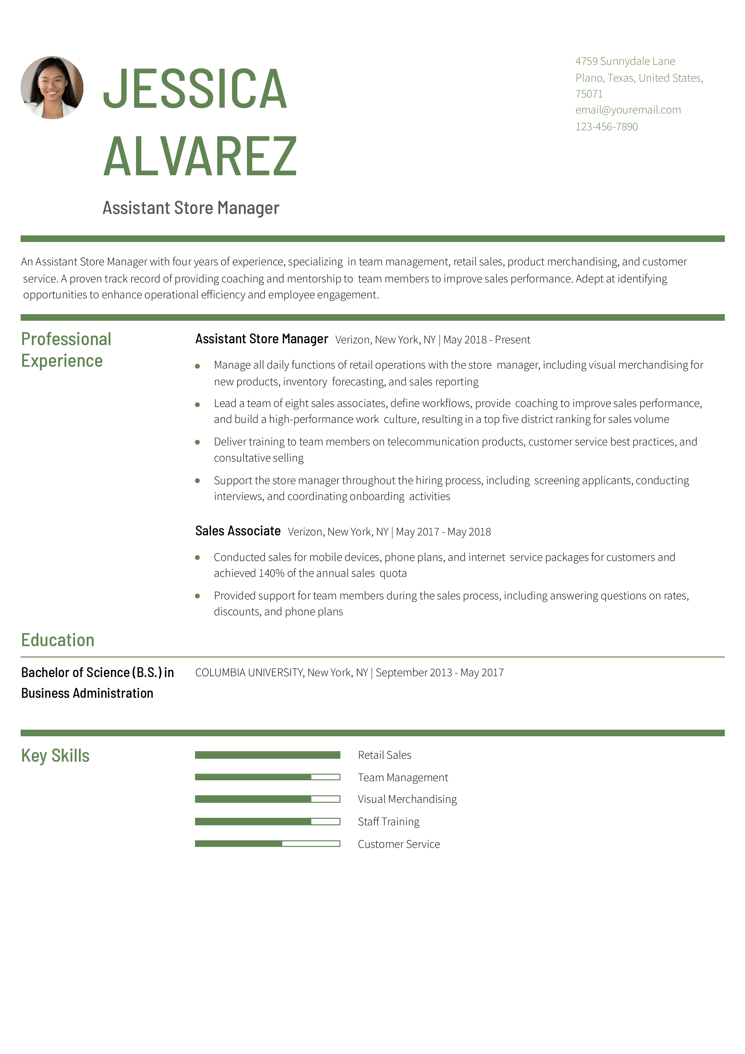 Assistant Store Manager Resume Examples and Templates for 2025 ...