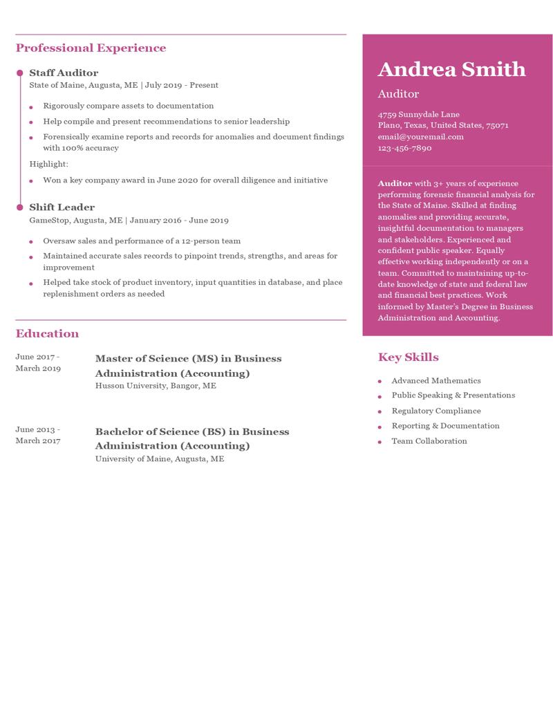 Auditor Resume Examples and Templates for 2024 - ResumeBuilder.com