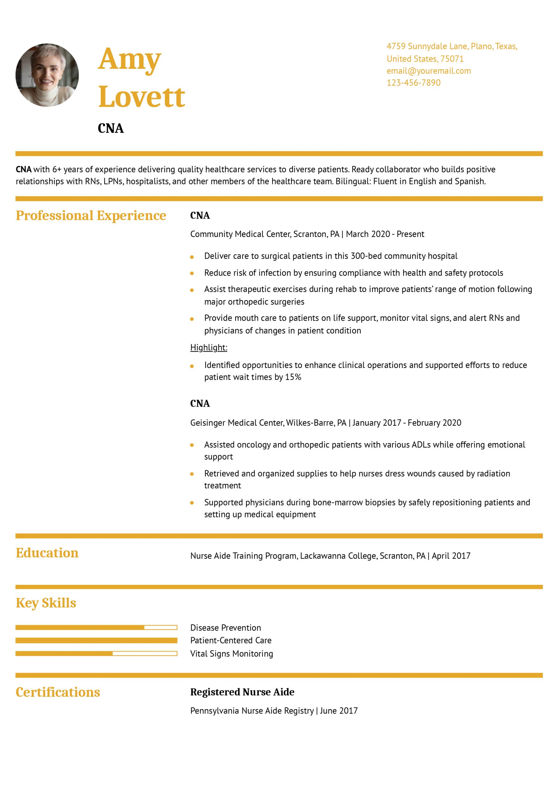 11 Certified Nursing Assistant Resume Examples And Templates For 2024